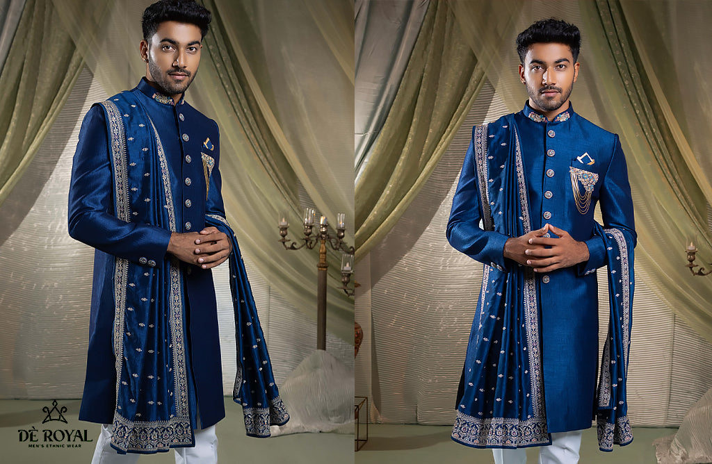 Unveiling Dupatta Styles for the Modern Groom | De Royal Men’s Ethnic ...