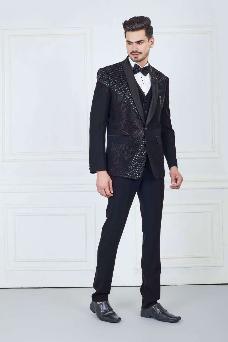 Extreme Black Designer Party Tuxido Suit – De Royal Mens Ethnic